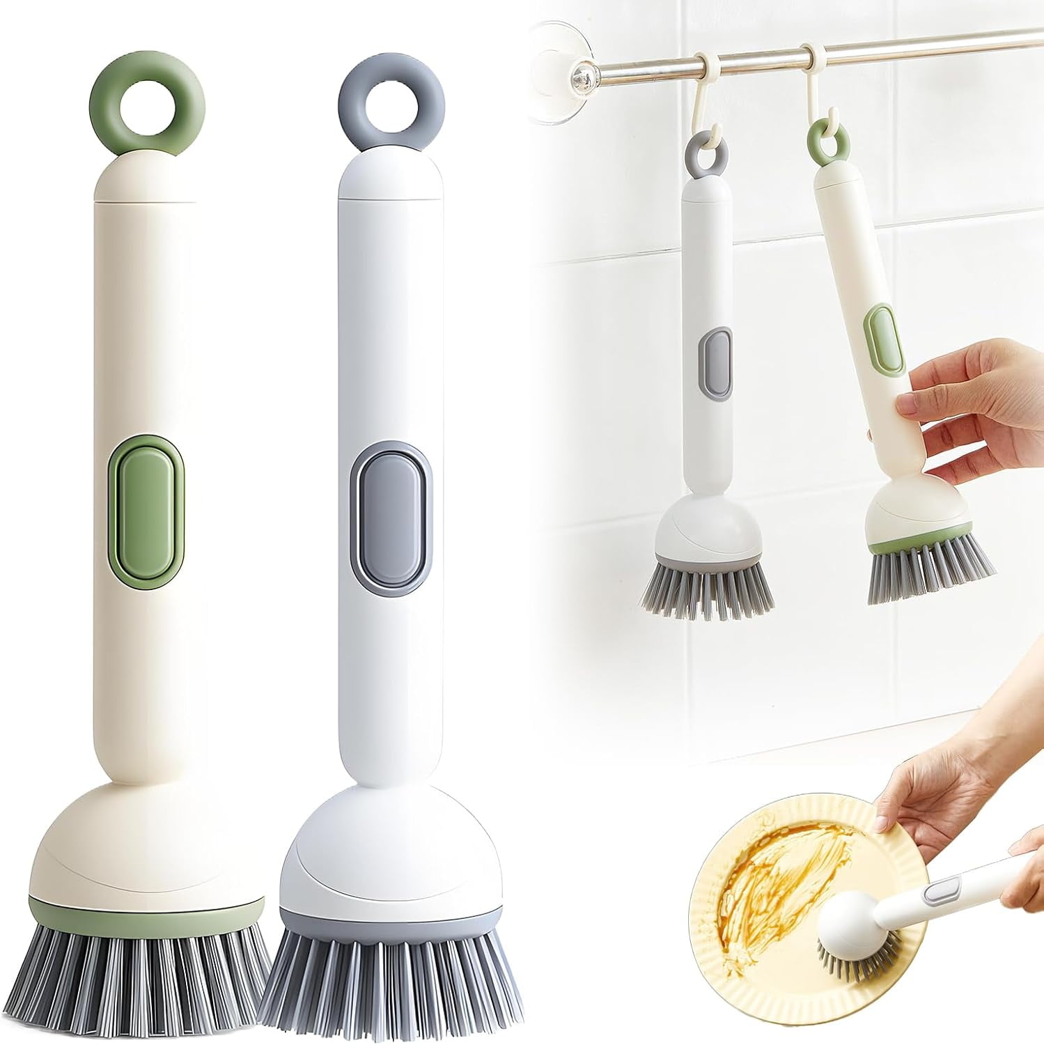 Adjustable Cleaning Brush with Liquid Dispenser, 2025 Upgraded Kitchen ...