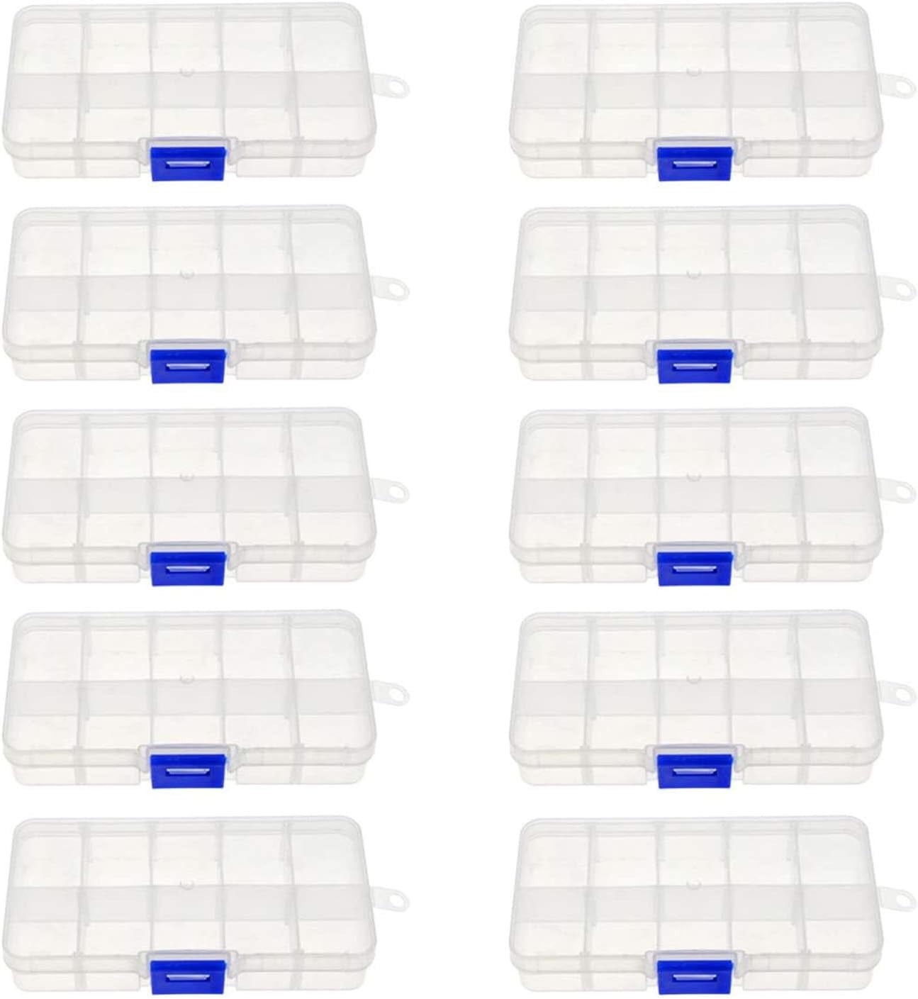 Adjustable Clear Plastic 10-Grid Jewelry Organizer Divider Storage Box ...