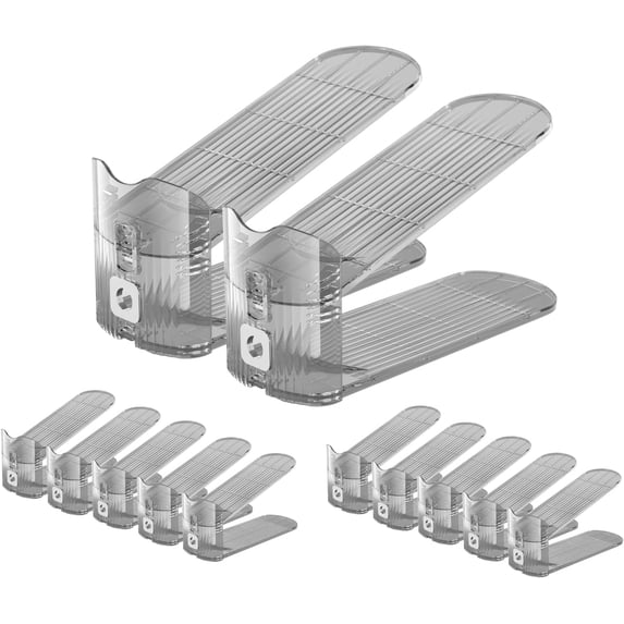 Adjustable Clear Shoe Slots Organizers Space Saver Stacker Rack Holder ...