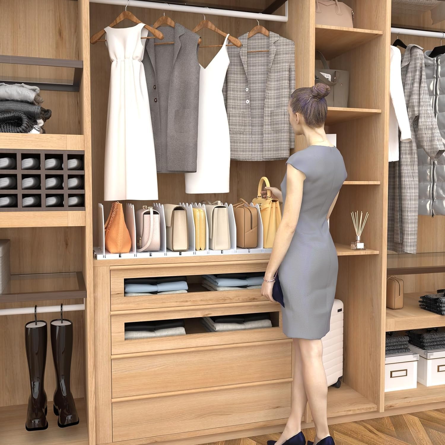 Adjustable Closet Shelf Divider for Handbags, 2 Pack Acrylic Organizer ...