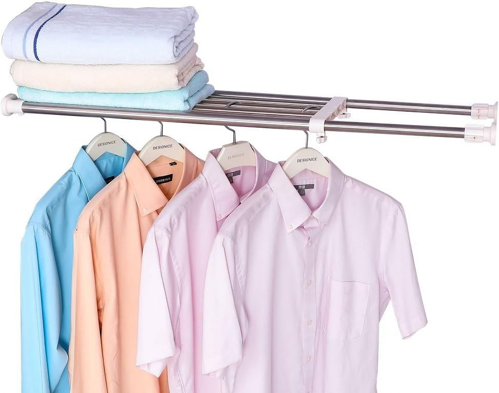 Adjustable Closet Tension Shelf Rod Expandable Storage Rack Heavy Duty ...