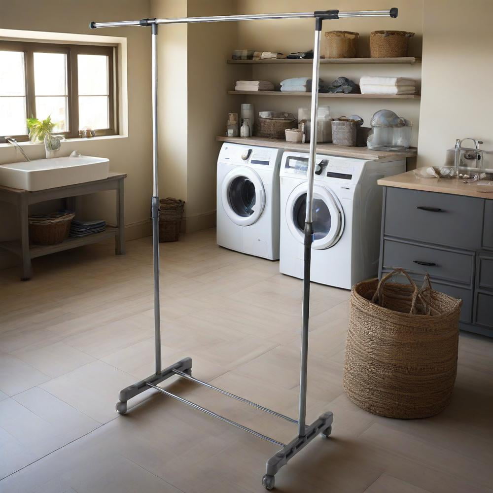 Adjustable Clothes Drying Rack with Shoe Shelf – Stainless Steel Heavy ...