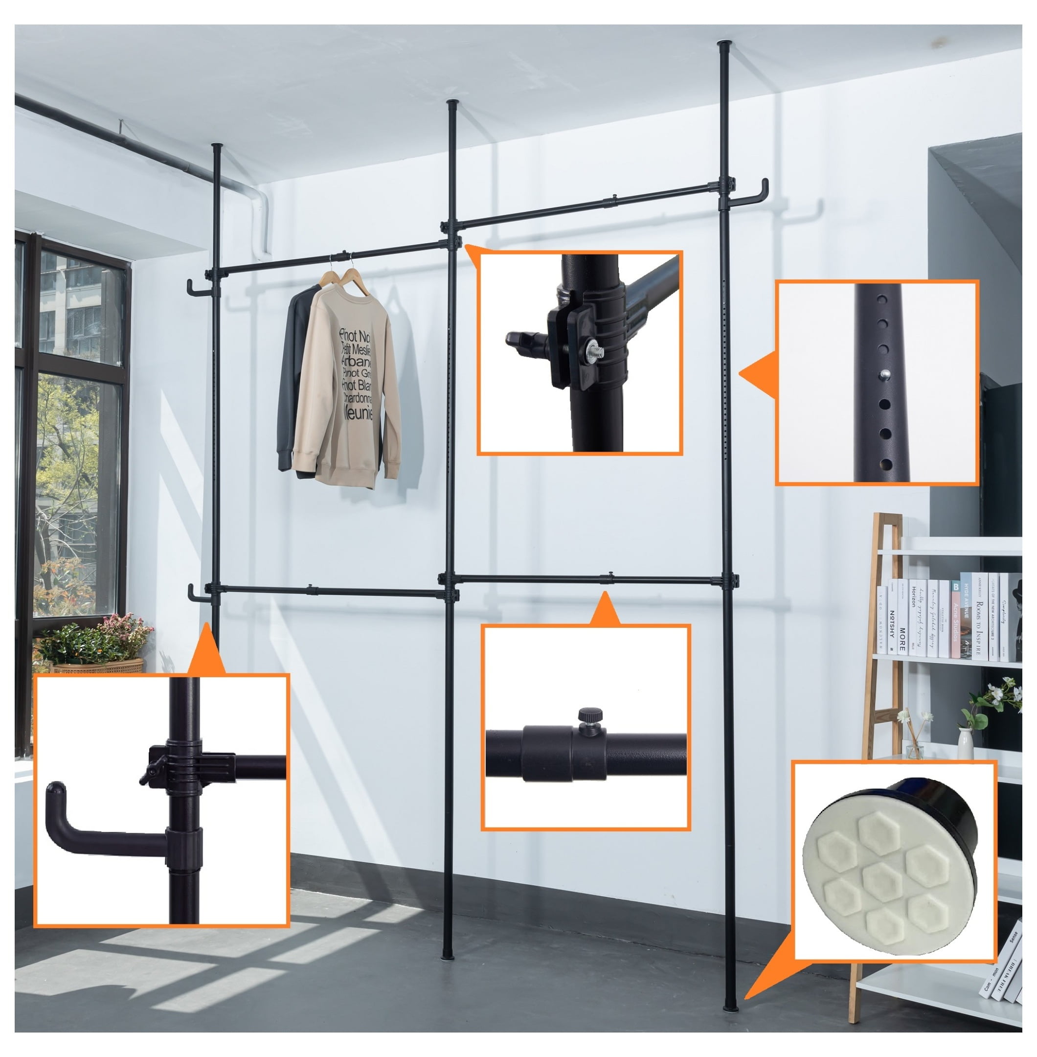 Adjustable Clothes Rack, 2 Tier Garment Rack Heavy Duty - Black ...