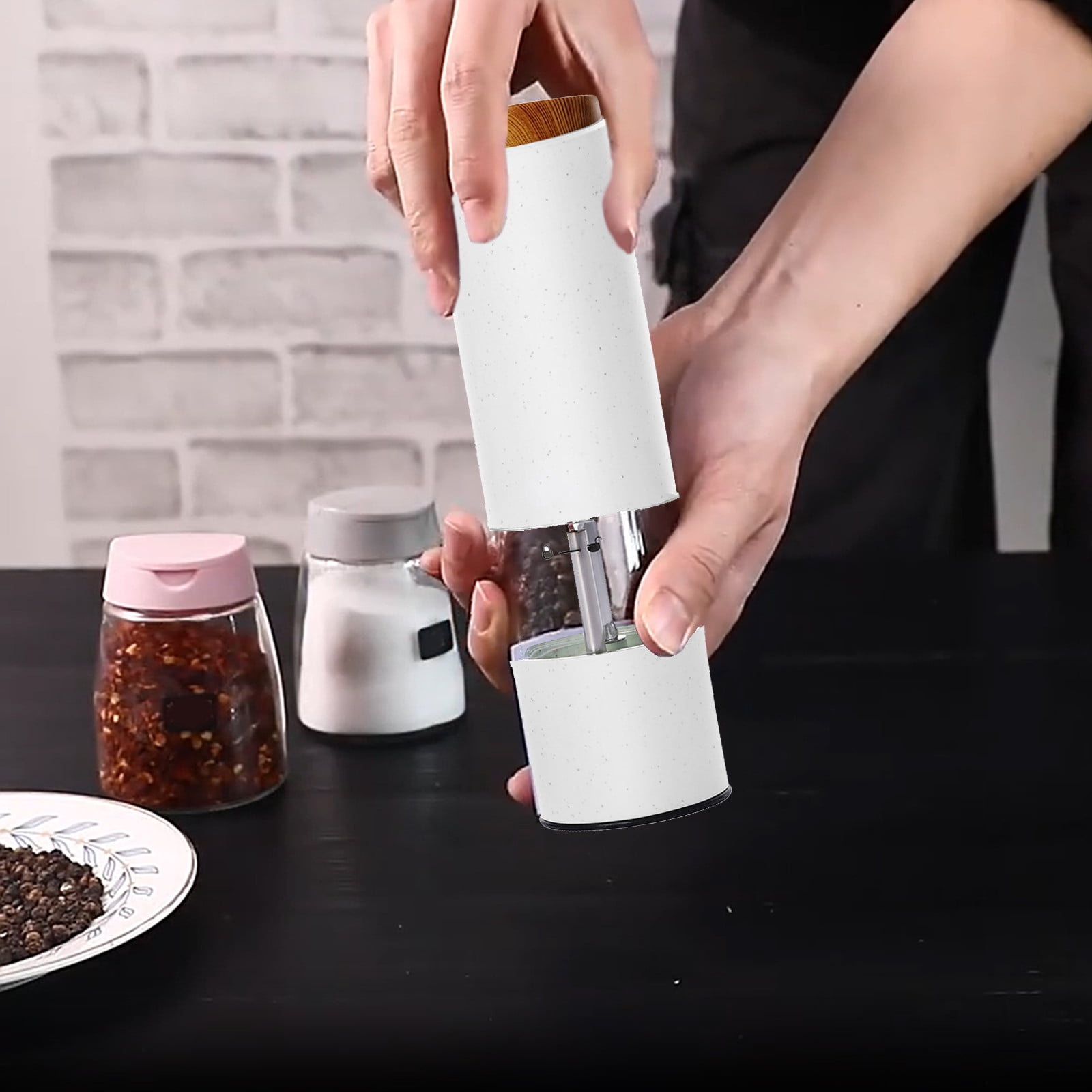Adjustable Coarseness Pepper Mill, Non-Stick Ceramic Grinder, Easy Fill ...