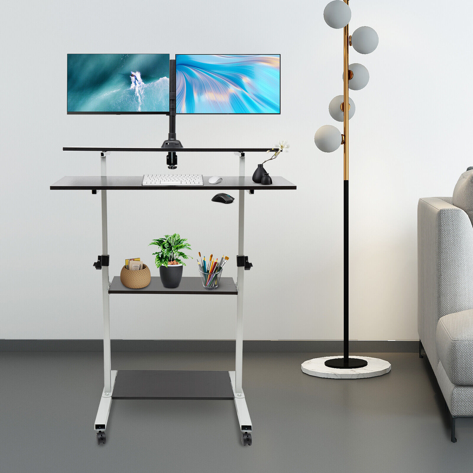 Adjustable Computer Desk, Rolling Laptop Cart, Portable Laptop Stand ...