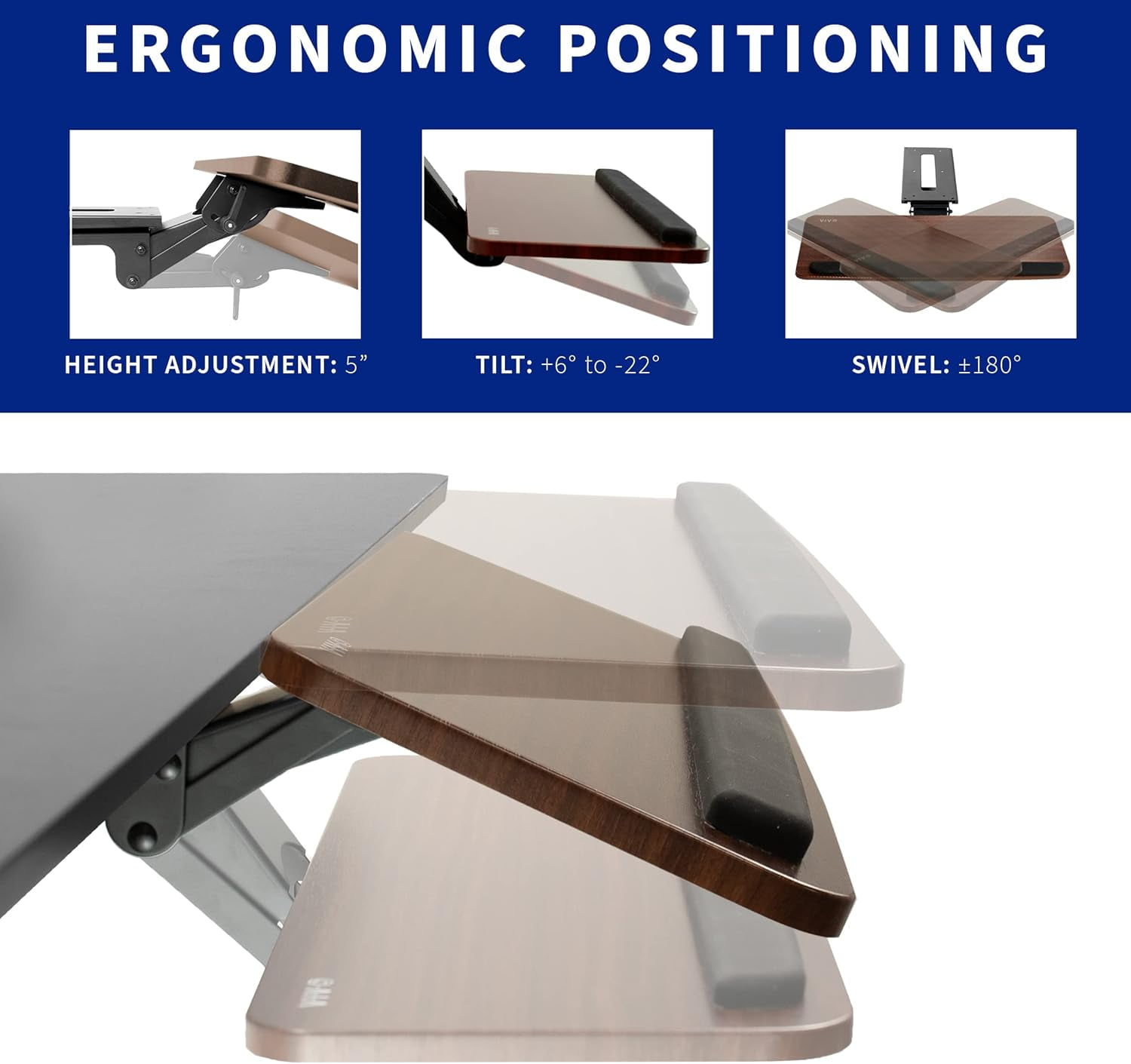 Adjustable Computer Keyboard and Mouse Platform Tray, Ergonomic Under ...