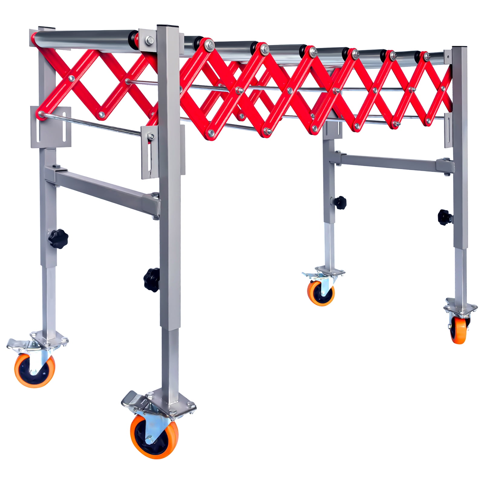 Adjustable Conveyor Roller Table, 600 LBS Load Capacity, Red, Length ...