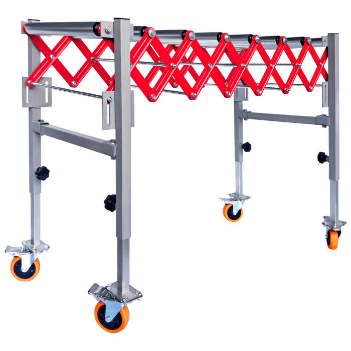 Adjustable Conveyor Roller Table with 4 Swivel and Lockable Casters ...