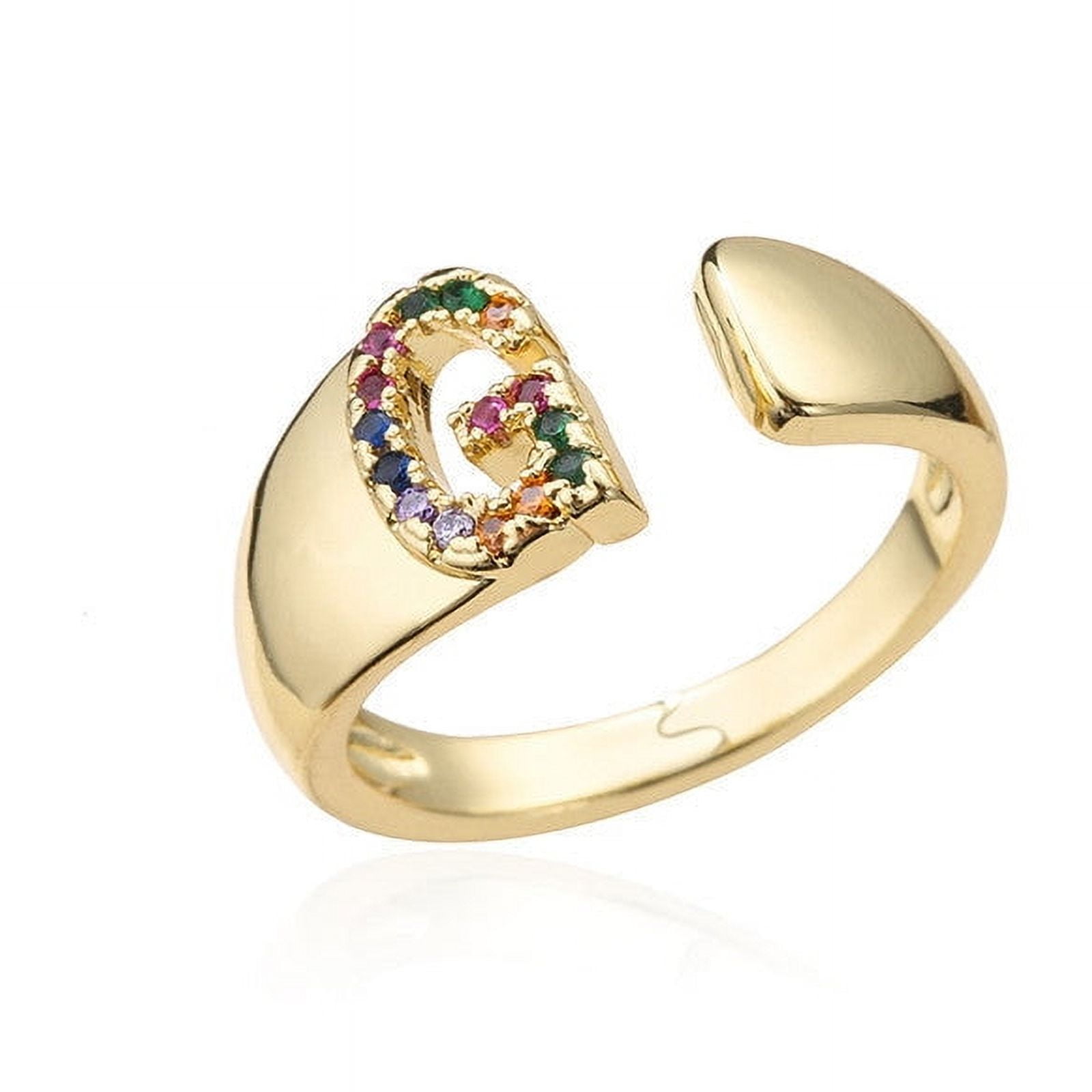 Women's Copper Letter Ring Adjustable Opening with Zircon Micro Inlay ...