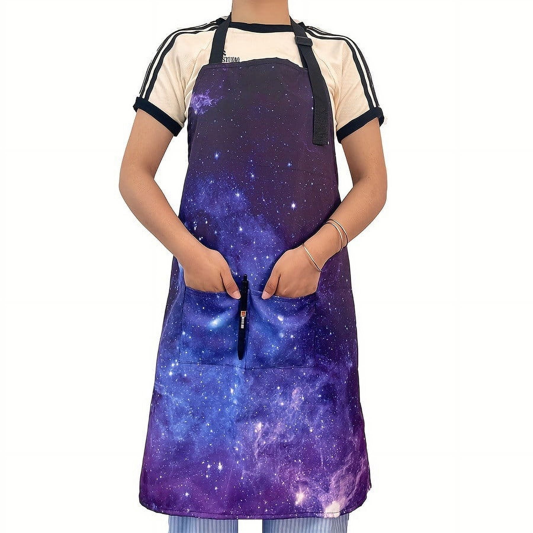 Adjustable Cosmic Print Kitchen Apron - Machine Washable & Oil-Proof ...