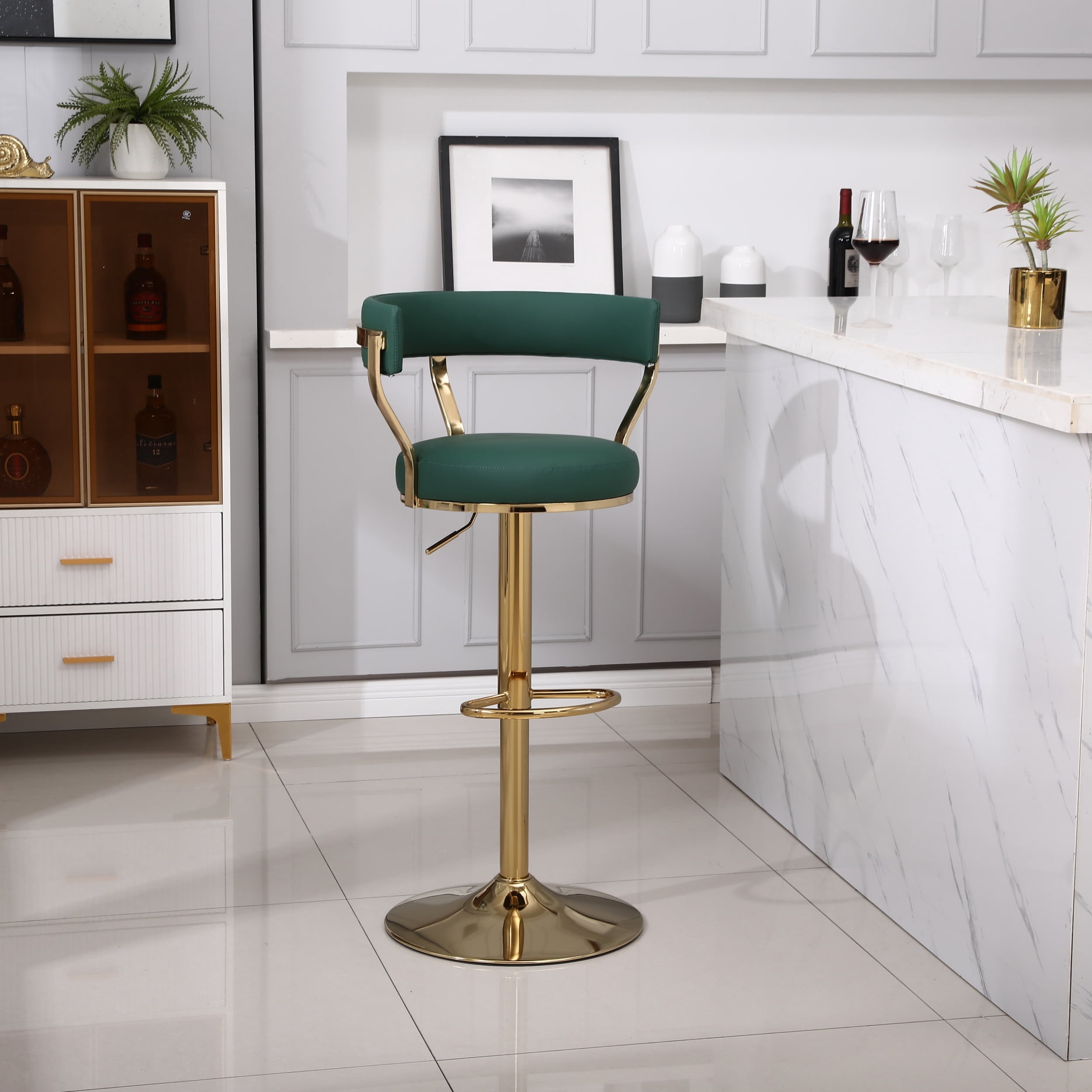 Adjustable Counter Height Bar Stool, Swivel Bar Stool with Back and ...