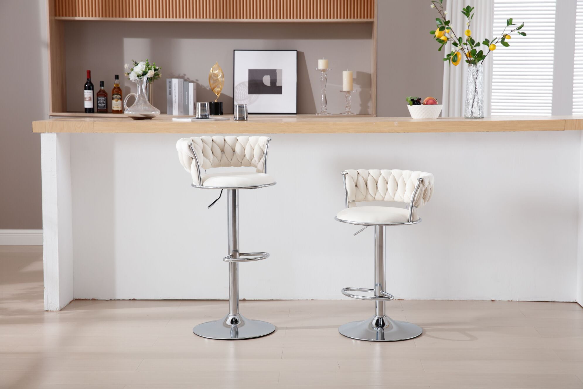 Adjustable Counter Height Bar Stools Set of 2, Swivel Tall Kitchen ...