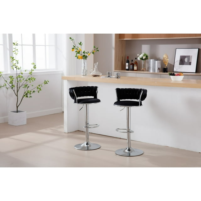 Adjustable Counter Height Bar Stools Set of 2, Swivel Tall Kitchen ...