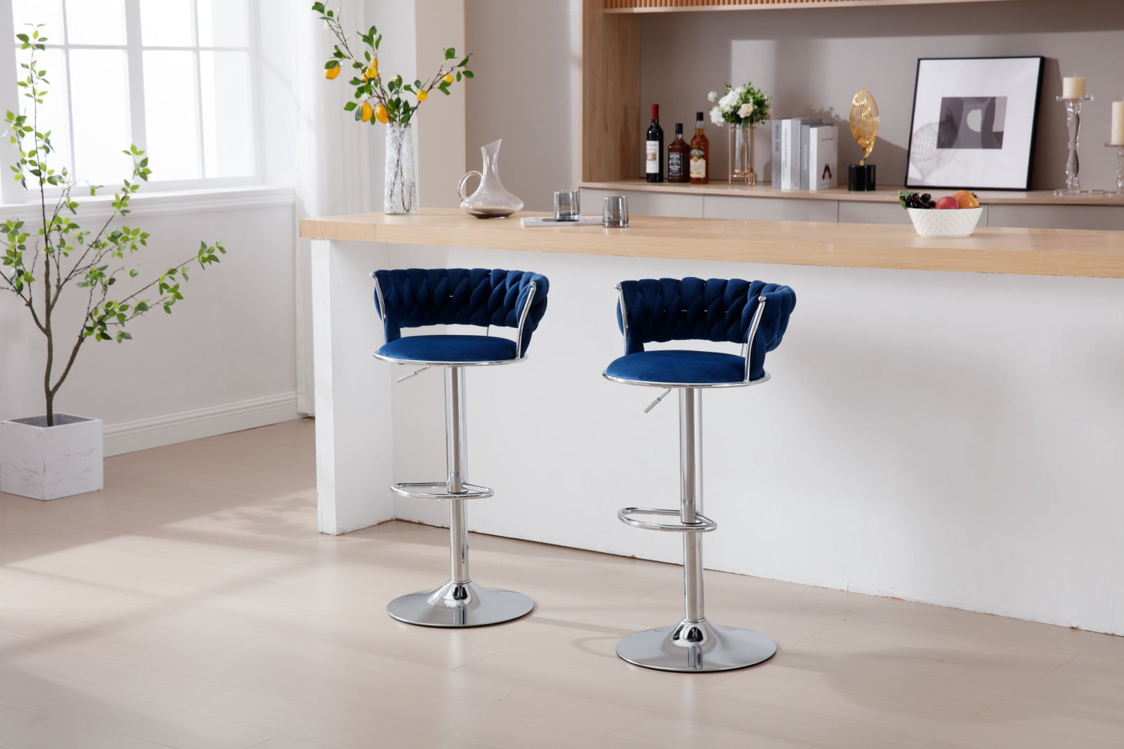 Adjustable Counter Height Bar Stools Set of 2, Swivel Tall Kitchen ...