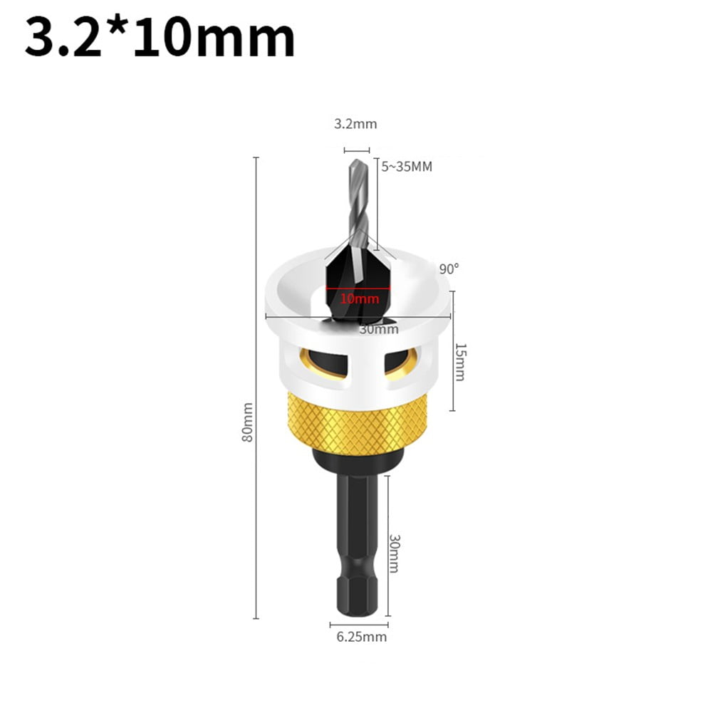 Adjustable Countersink Drill Bits with Depth Stop Hex Shank For ...