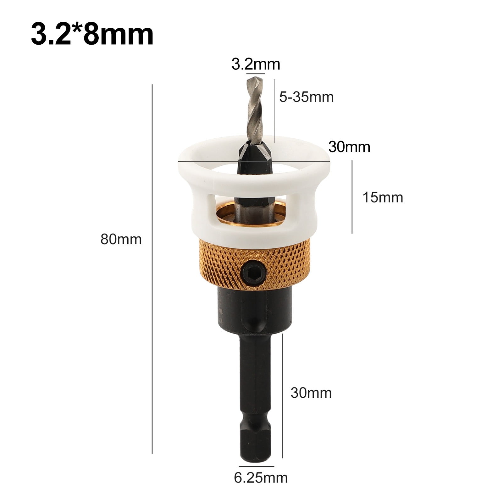 Adjustable Countersink Drill Bits with Depth Stop Hex Shank for ...