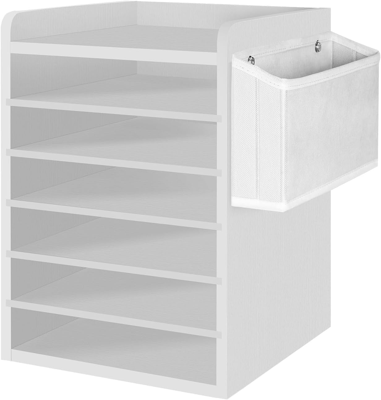 Adjustable Countertop Mail Sorter, 6 Tier Wooden Paper Organizer ...