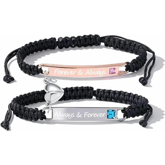 Adjustable Couple Bracelet Set, Heart Rate Bracelet & Rose Gift Box ...