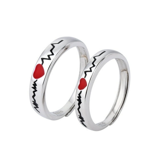 Adjustable Couple Rings, Silver Simple Matching Rings for Men and Women ...