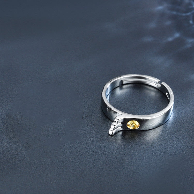 Adjustable Couple Rings: White Copper Geometric His and Hers Matching ...