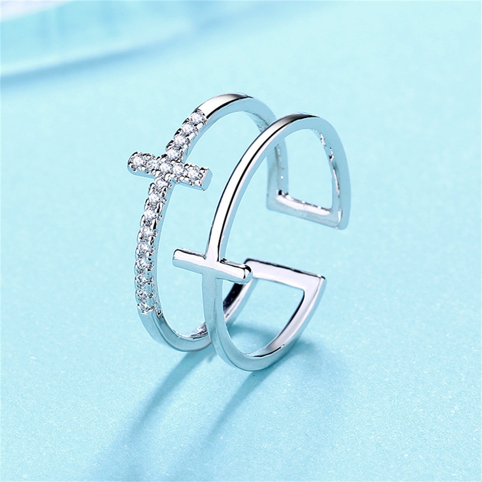 Adjustable Cross Ring for Women Fine Jewelry Gift for Her Inspiration Christian Ring Faith Hope ...