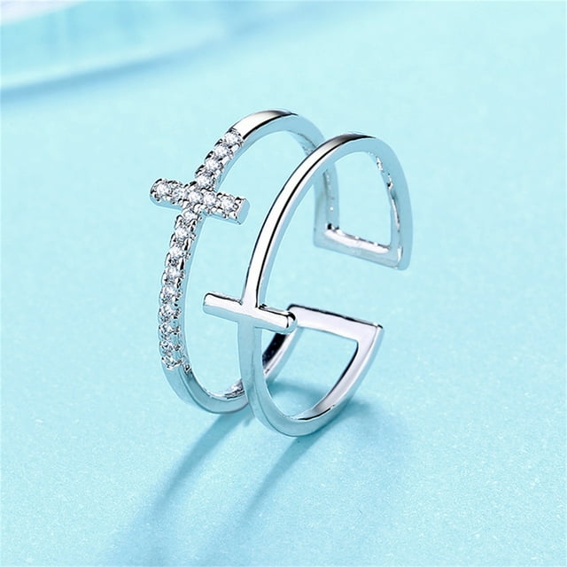 Adjustable Cross Ring for Women Fine Jewelry Gift for Her Inspiration Christian Ring Faith Hope ...