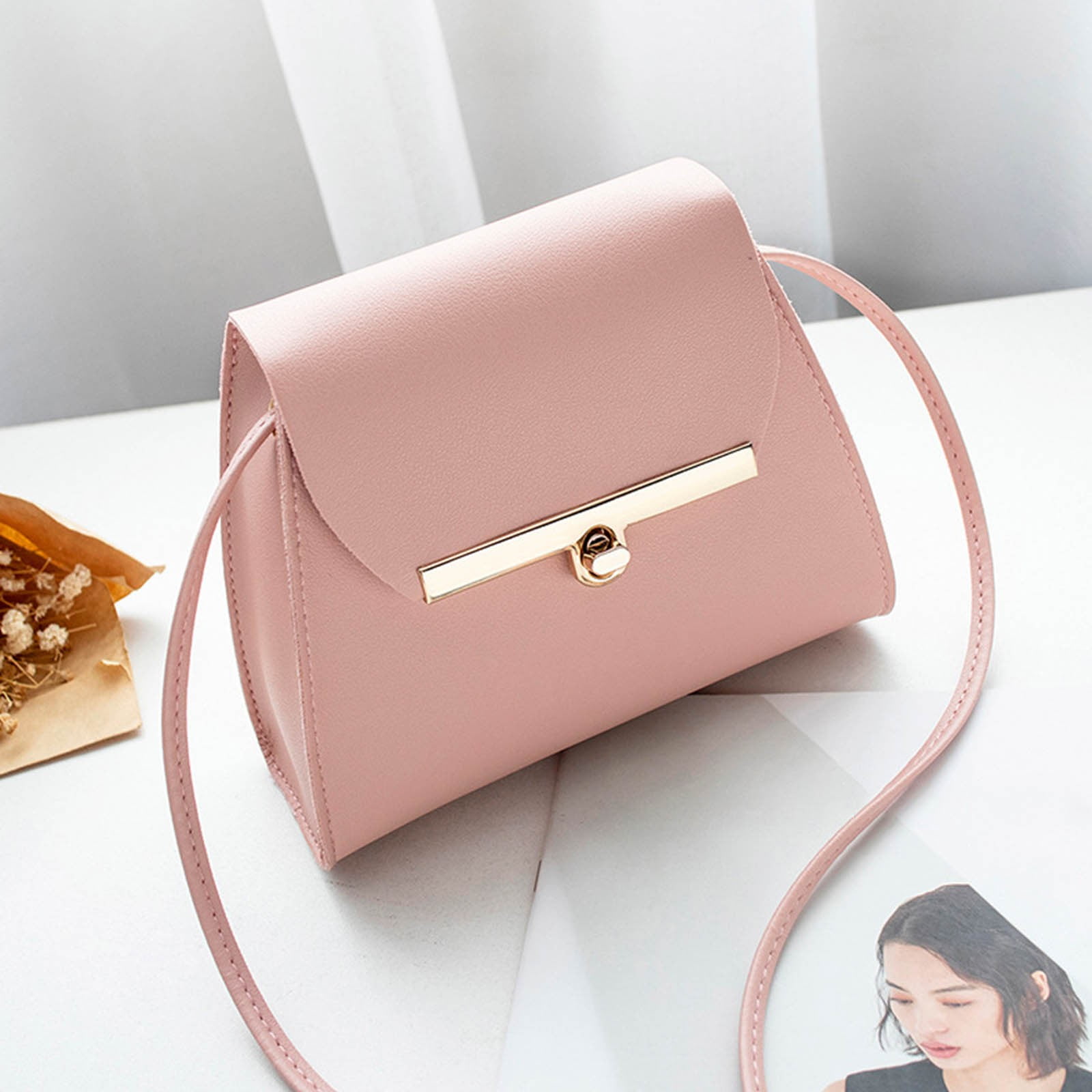 Adjustable Crossbody Messenger Bag with Detachable Strap for Women ...