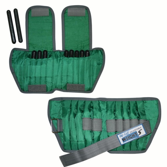 Adjustable Cuff ankle weight - 5 lb - 10 x 0.5 lb inserts - Green ...