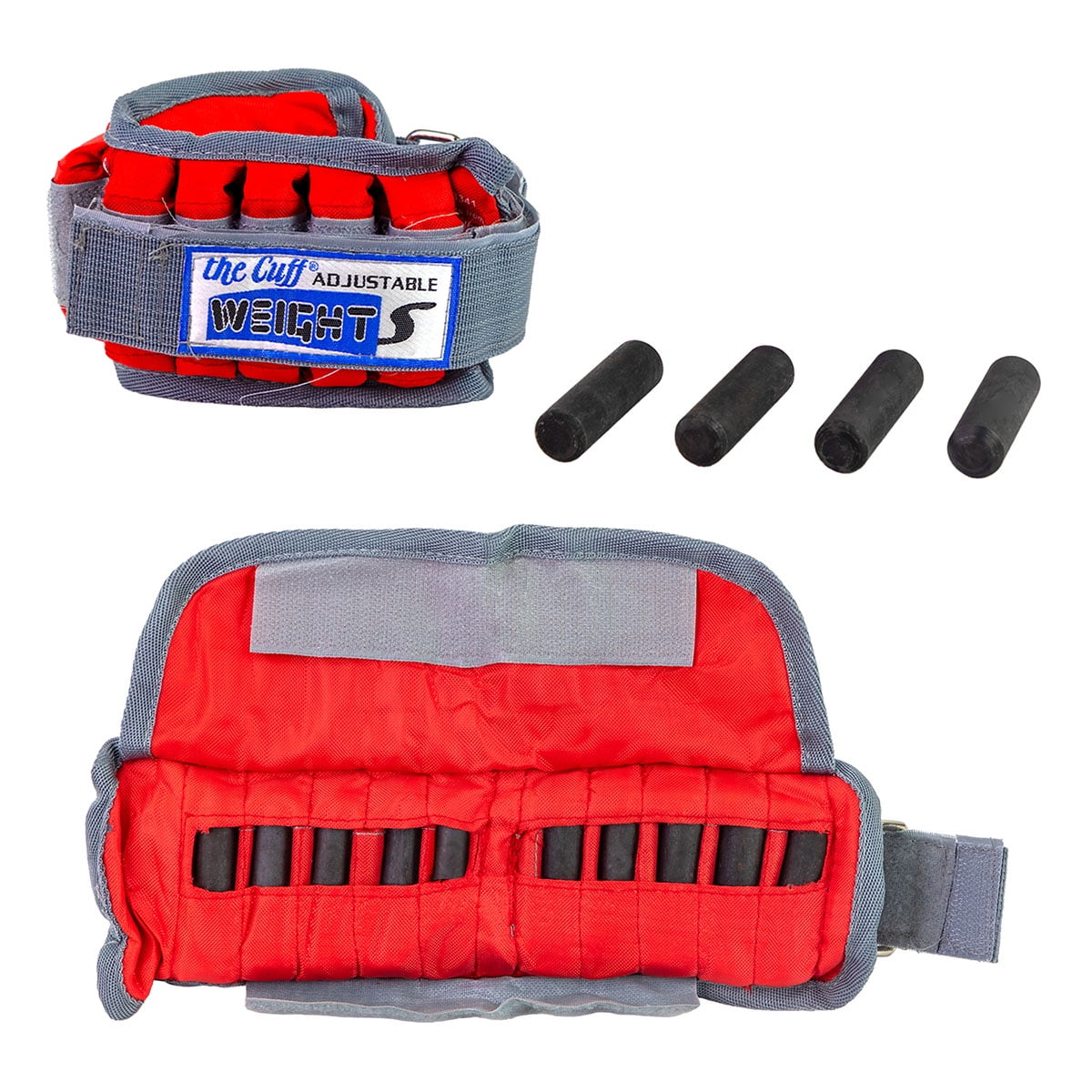 Adjustable Cuff wrist weight - 4 lb - 20 x 0.2 lb inserts - Red - pair ...
