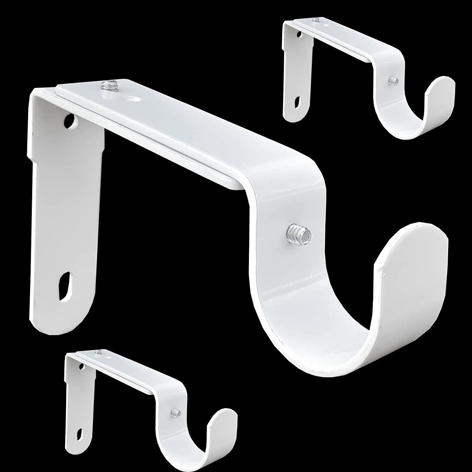 Adjustable Curtain Rod Brackets,Fits up to 1 inch, 1-1/8 inch and 1-1/4 ...