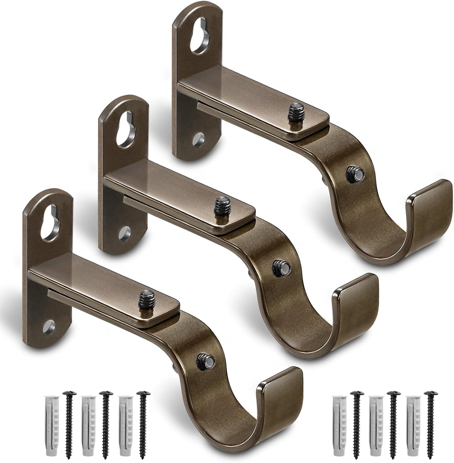 Adjustable Curtain Rod Brackets, Metal Window Drapery Rod Hanger ...