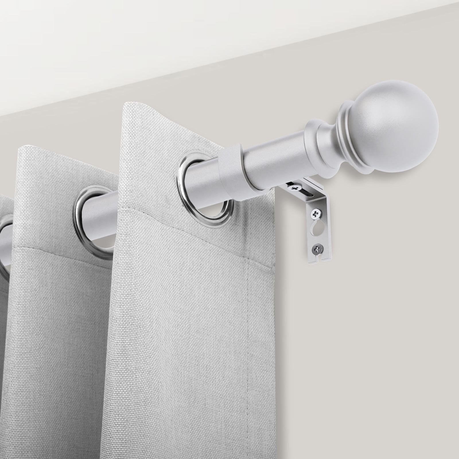 Adjustable Curtain Rod for Windows 32"-72",1" Round Ball Finial Single ...