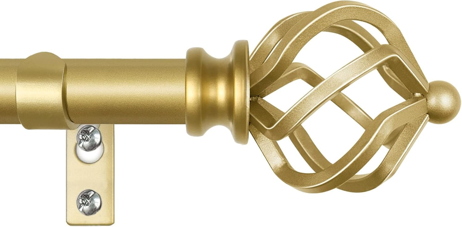 Adjustable Curtain Rod for Windows, 66 To 120 Inch, 3/4 Inch Gold ...
