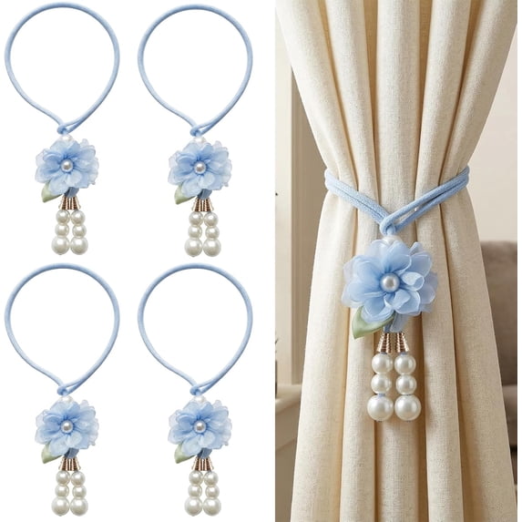 Adjustable Curtain Tiebacks， 4pcs（2 Paris） Hand-Woven Rope with Silk ...
