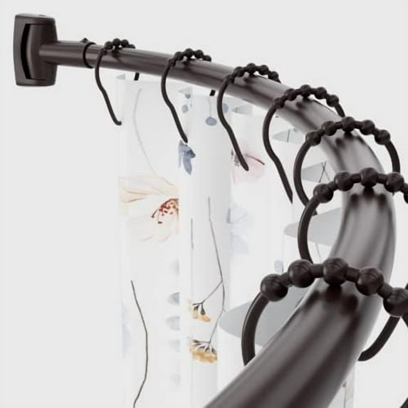 Adjustable Curved Shower Rod, 42-72 inches Extra Wide Shower Curtain ...