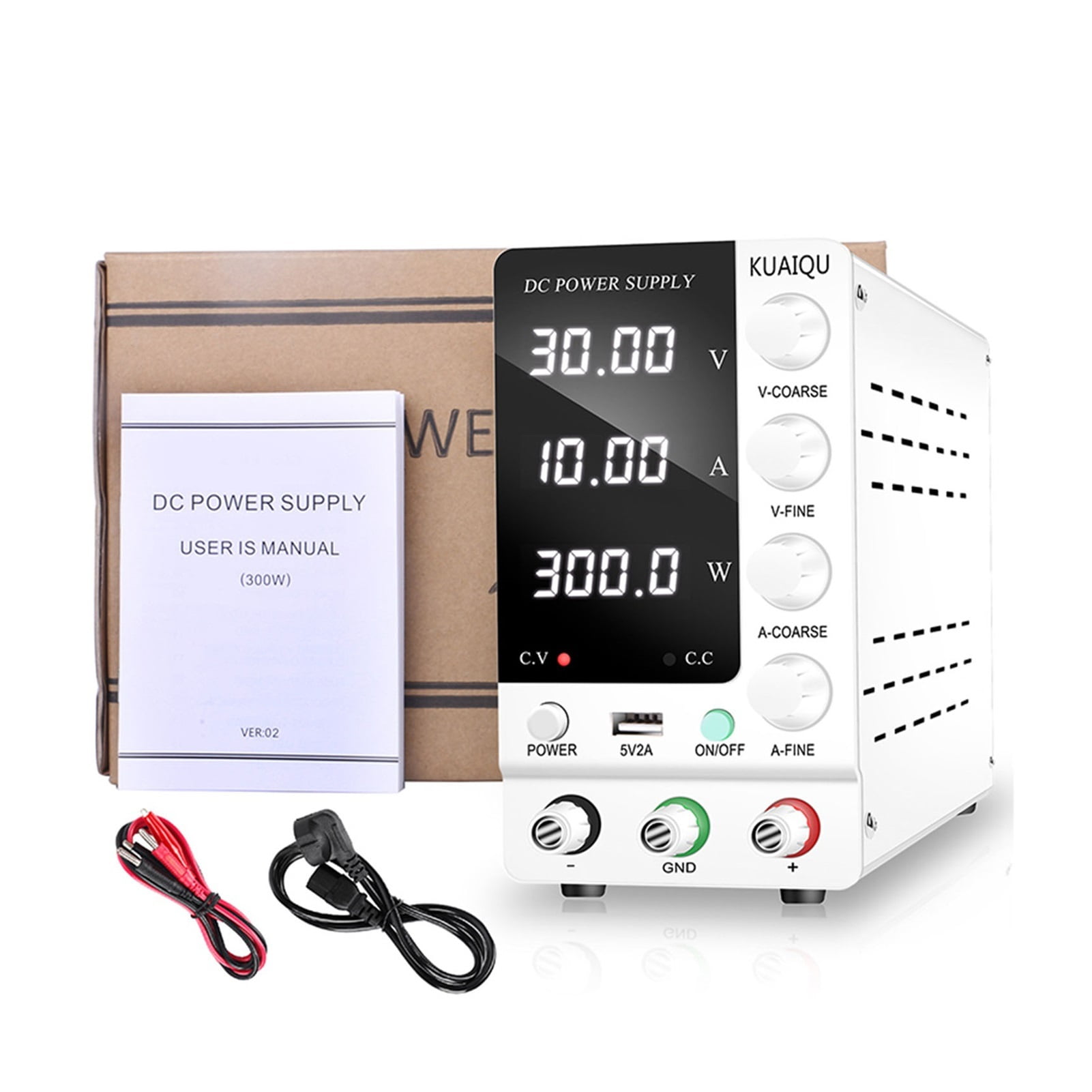 Adjustable DC Power Supply 30V 10A LED Digital Lab Bench Power Source ...