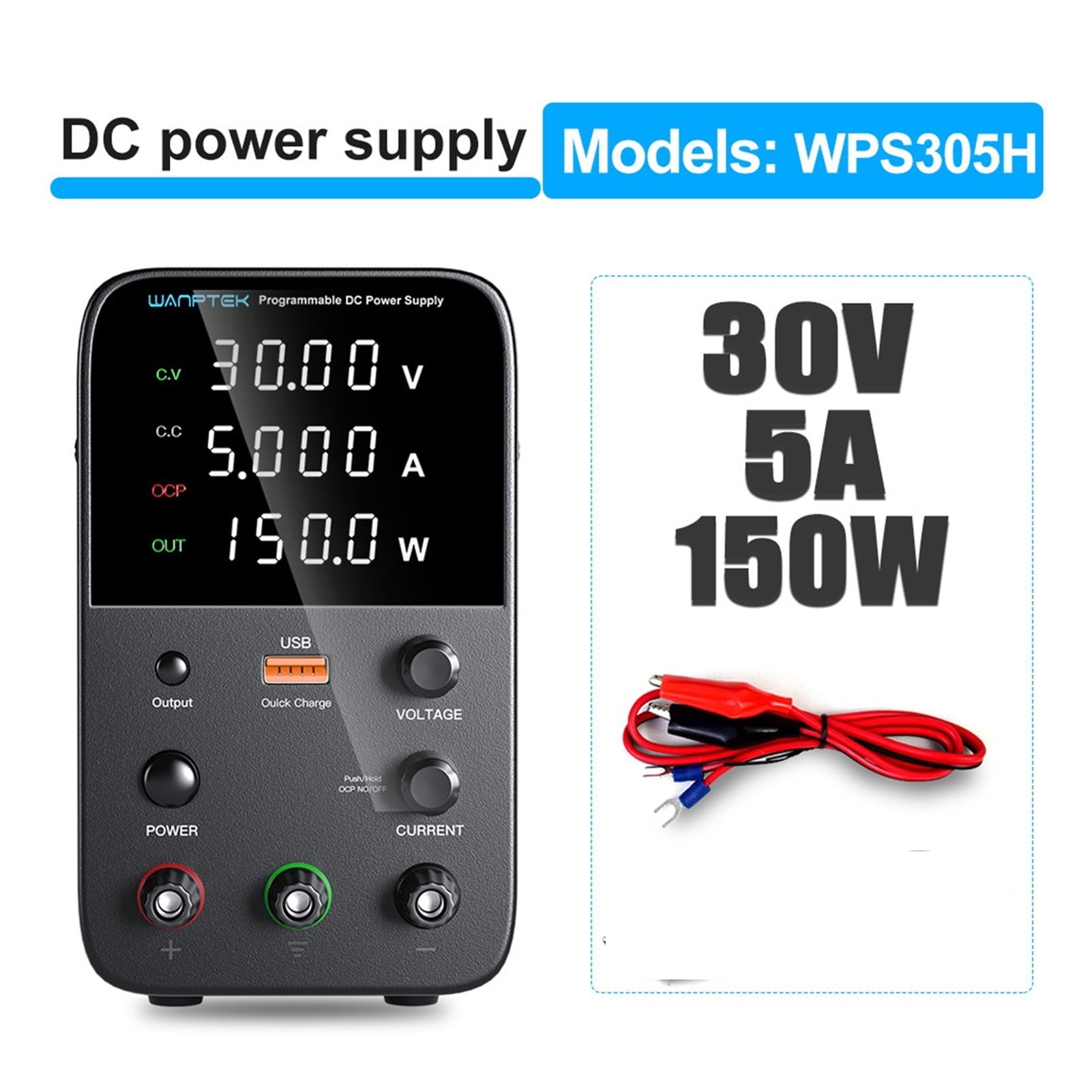 Adjustable DC Power Supply 30V 10A LED Lab Bench Power Source ...