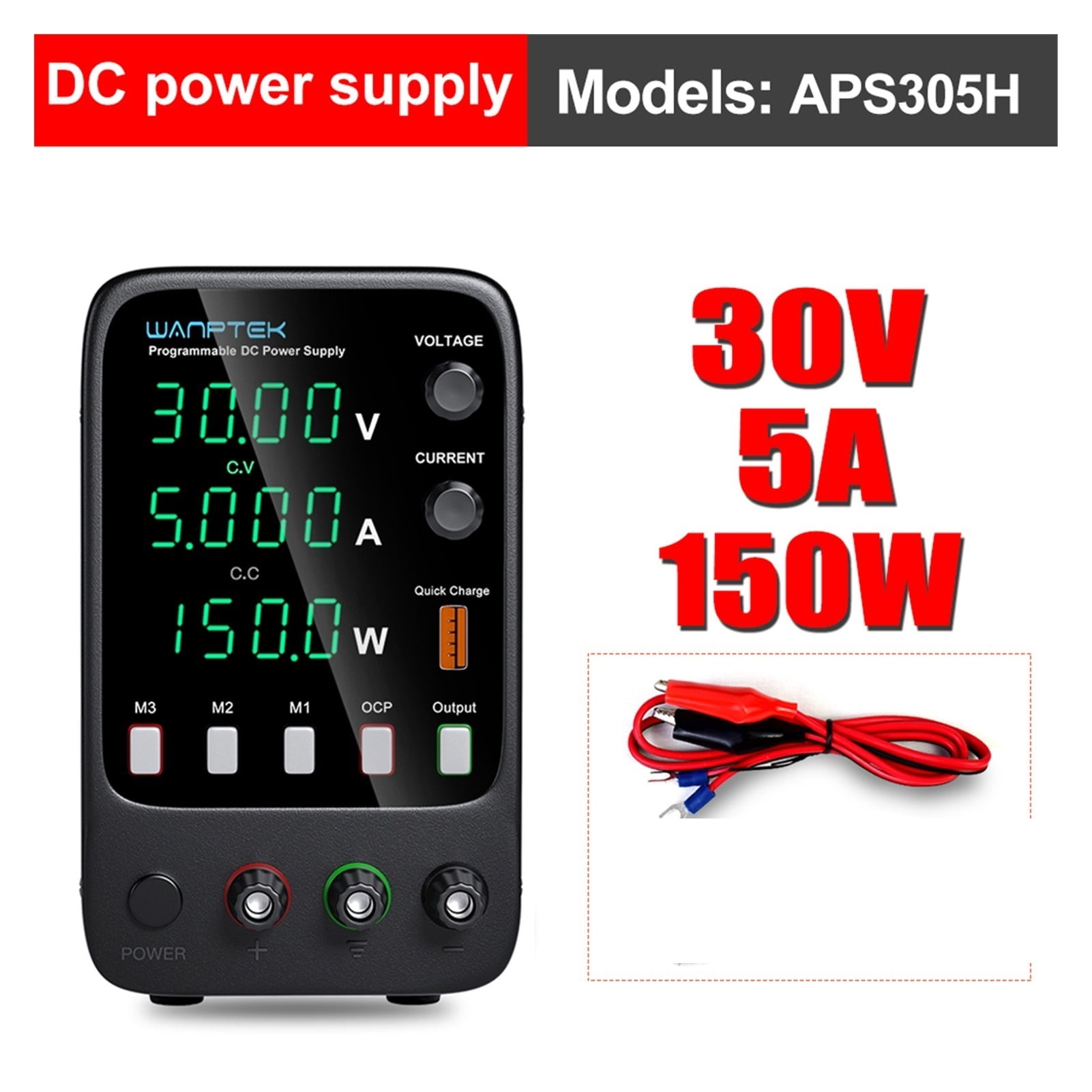 Adjustable DC Power Supply 30V 10A LED Lab Bench Power Source ...