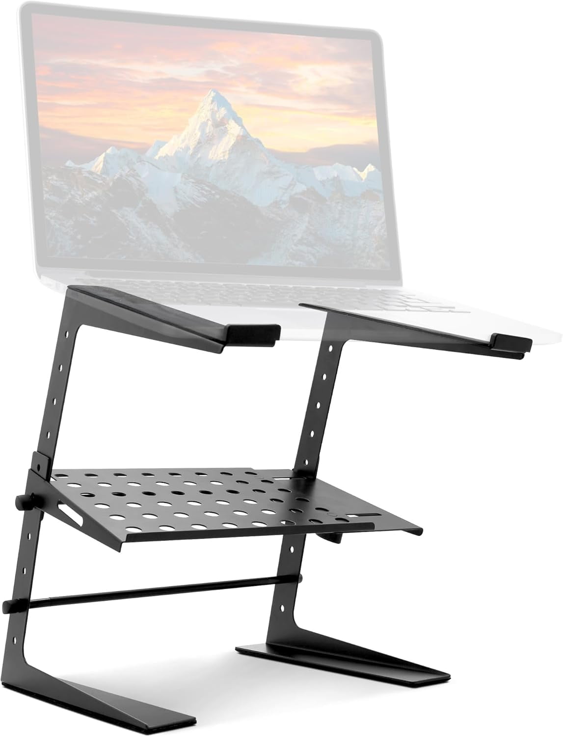 Adjustable DJ Laptop Stand with Two-Tier Storage Shelf – Portable Table ...