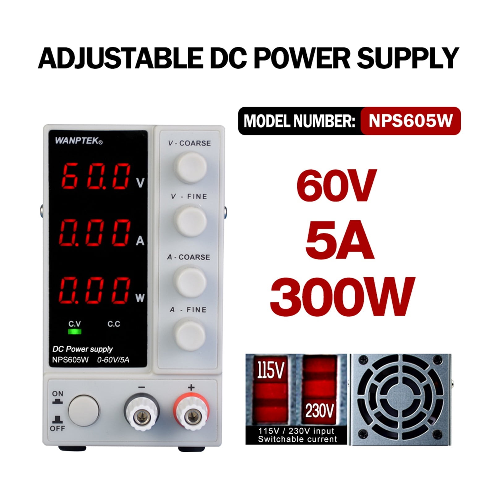 Adjustable Dc Power Supply LED Digital Display Voltage Regulator Switch ...