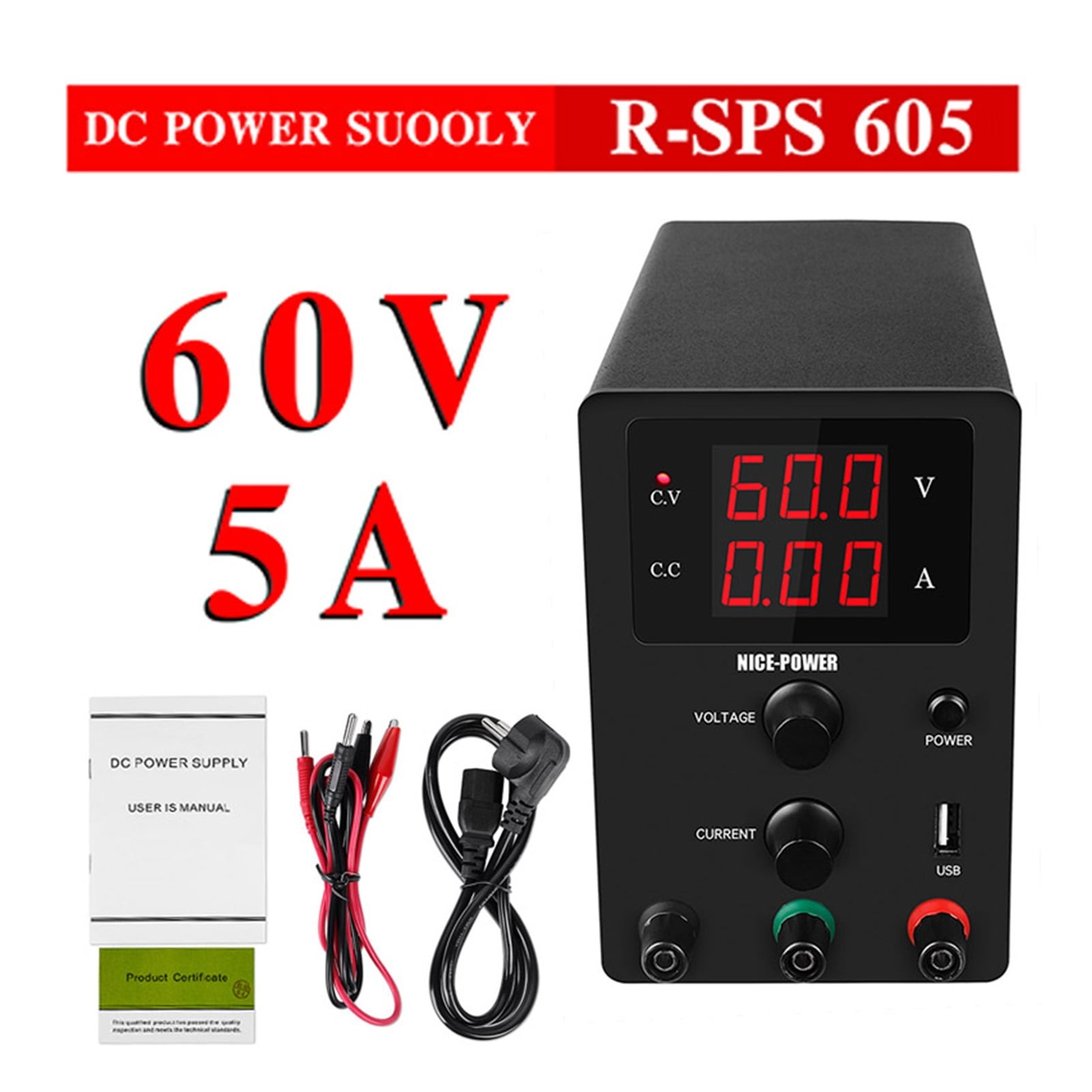 Adjustable Dc Power Supply Lab Switching Variable 30V 10A 60V 5A 120V ...