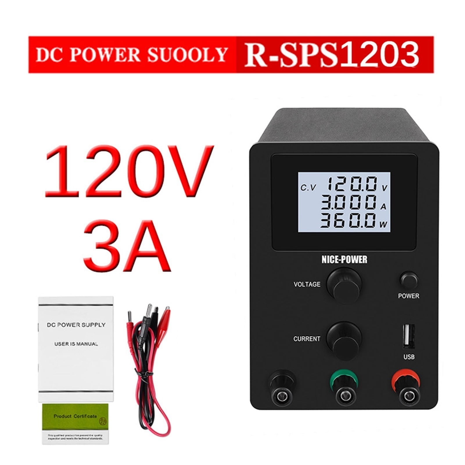 Adjustable Dc Power Supply Lab Switching Variable 30V 10A 60V 5A 120V 3A Bench Source Regulated ...