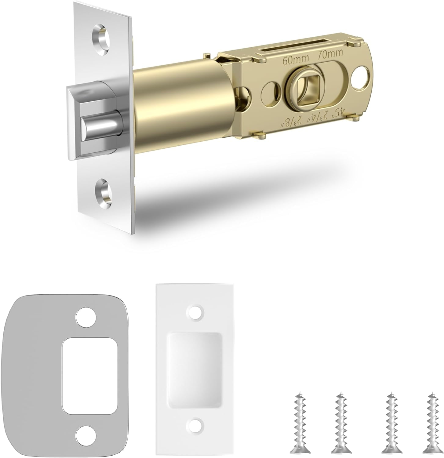 Adjustable Deadlatch 2-3/8'' or 2-3/4'', Smart Door Knob Replacement Latch, Keyless Entry Door ...