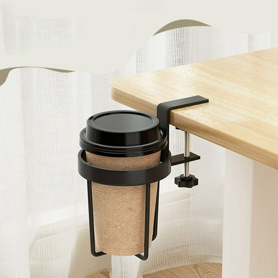 Adjustable Desk Cup Holder, Iron Side-Mounted Drink Caddy with No-Drill ...