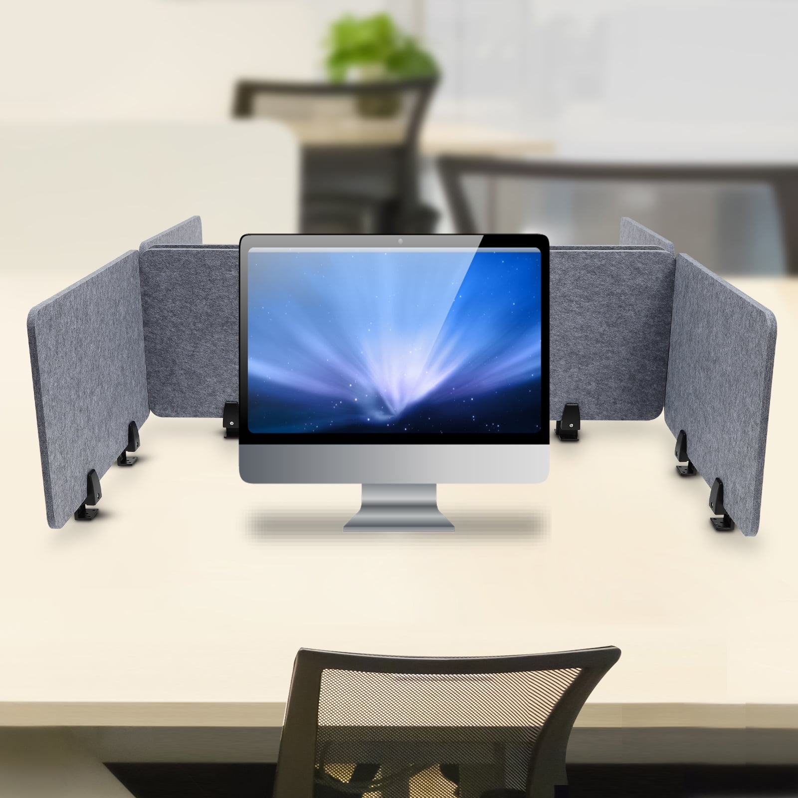 Adjustable Desktop Mounted Desk Divider Privacy Panel, Grey, Modern, E1 ...