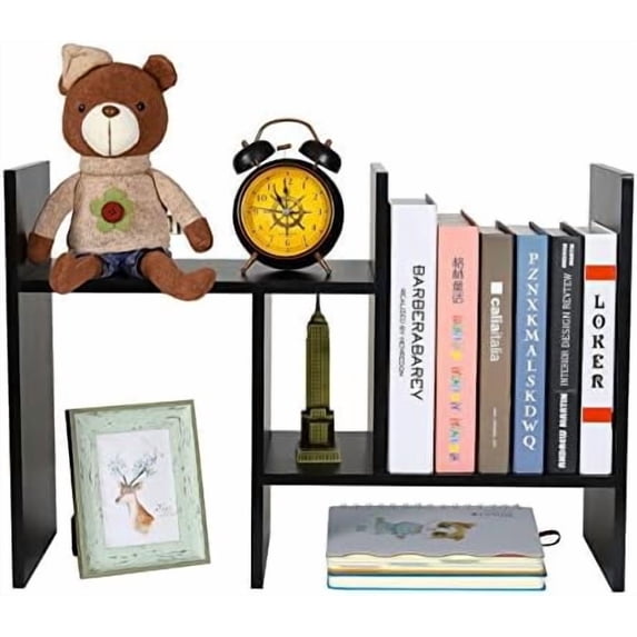 Adjustable Desktop Shelf Wood Small Bookshelf Desk Supplies Organizers ...