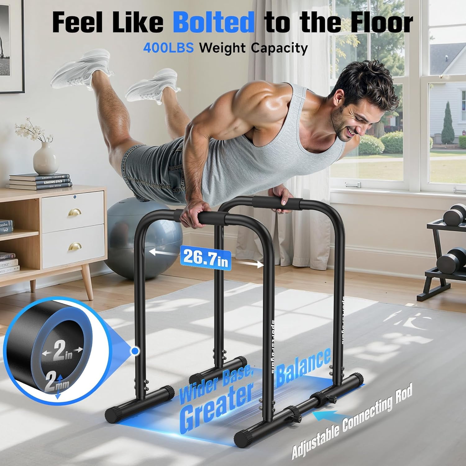 Adjustable Dip Bar Station, Heavy Duty Parallette & Parallel Bars ...