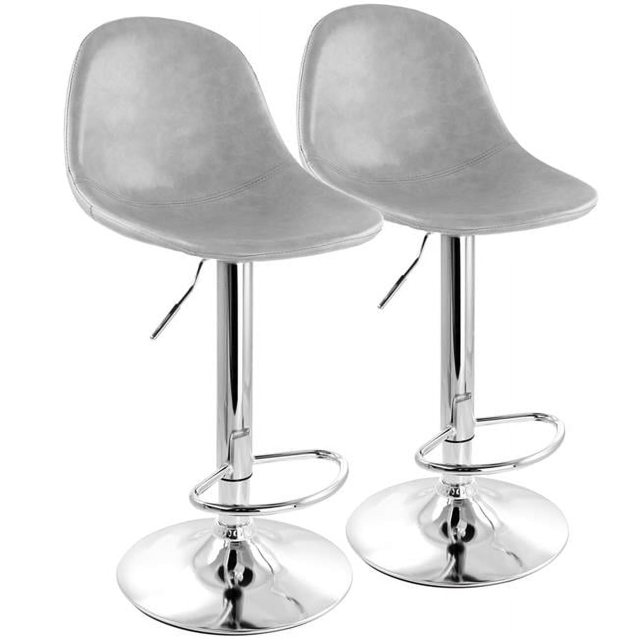 Adjustable Distressed Faux Leather Bucket Bar Stools with Chrome Base ...