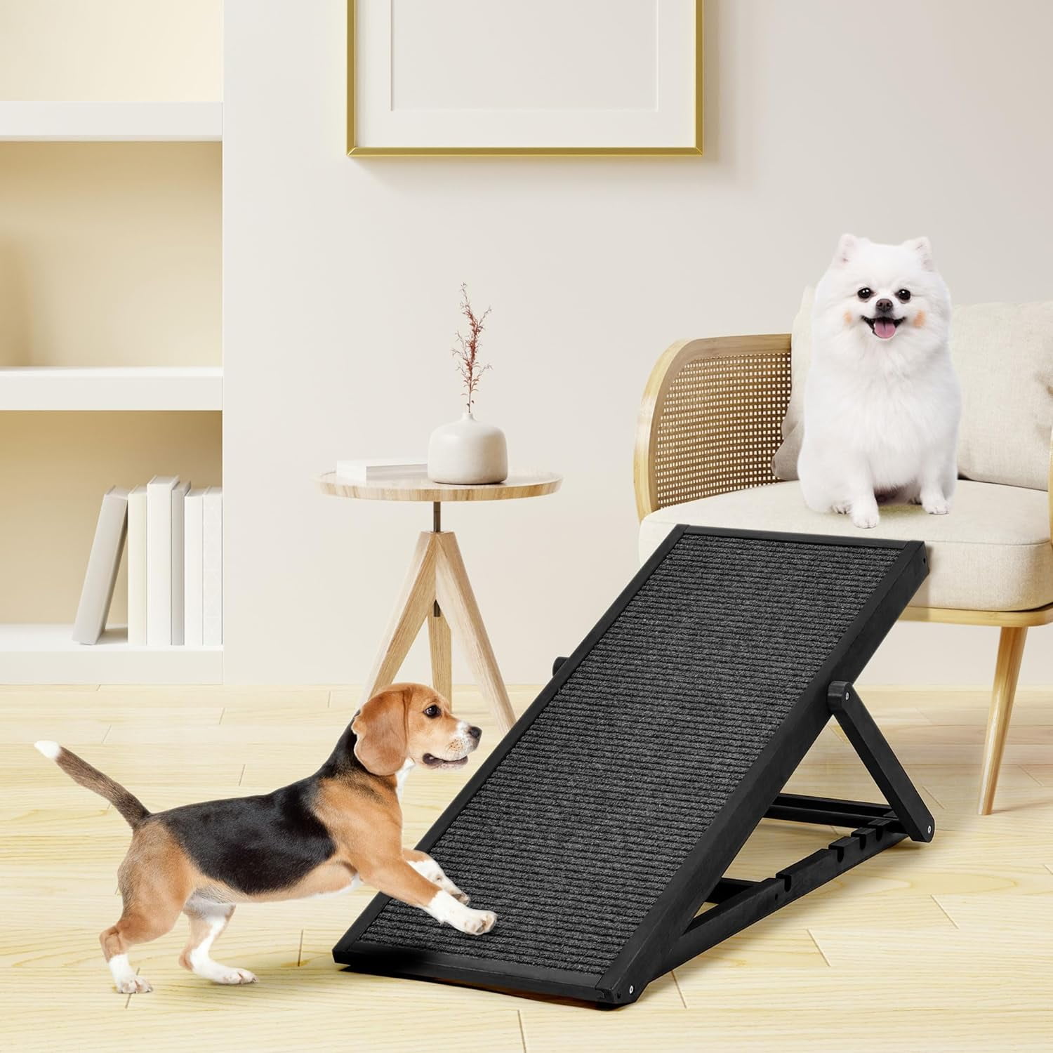 Adjustable Dog Cats Ramp, Upgraded Folding Portable Wood Pet Ramp for ...