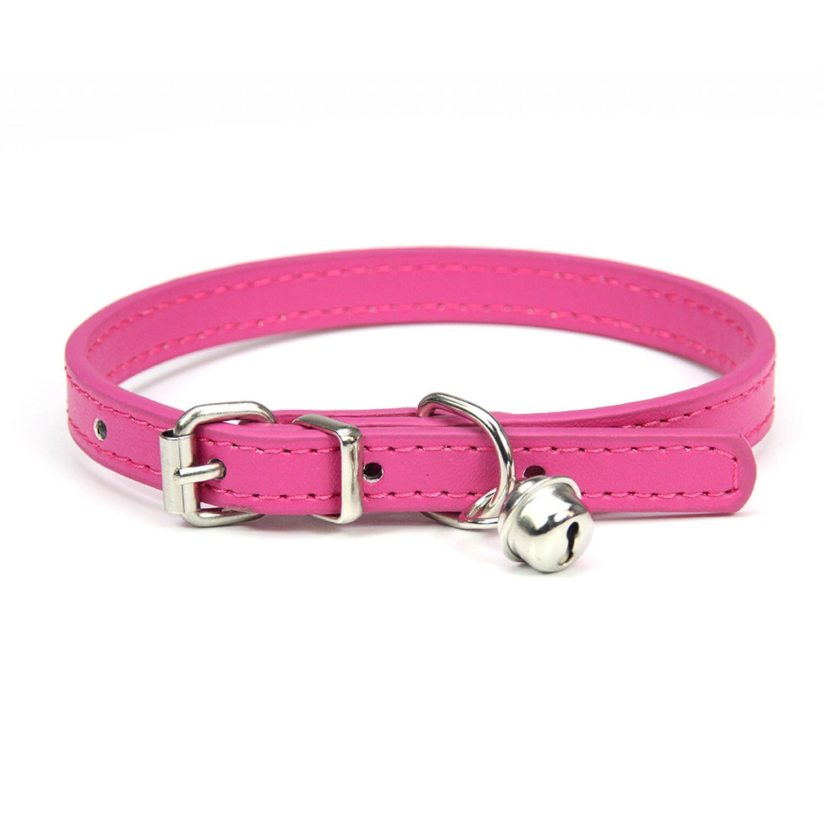 Adjustable Dog Collar with Bell - Soft PU Leather Puppy Collar for ...